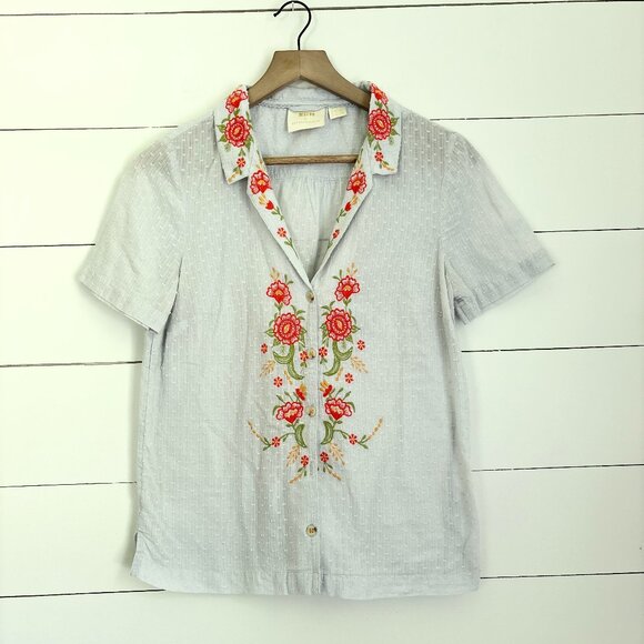 Maeve | Tops | Maeve Light Blue Button Down Top With Colorful ...